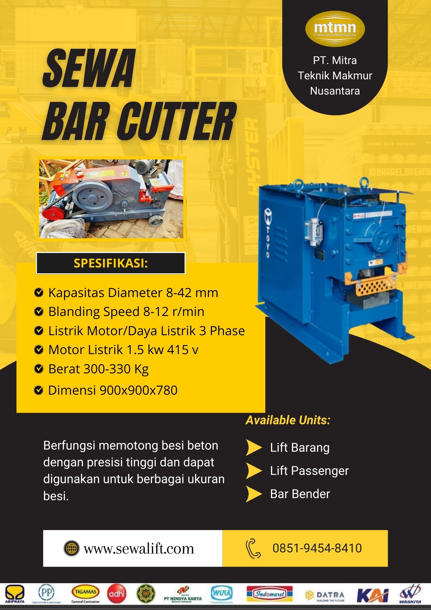 Sewa Bar Cutter Semarang | Jawa Tengah | 0851-9454-8410 (Rafi) - PT ...